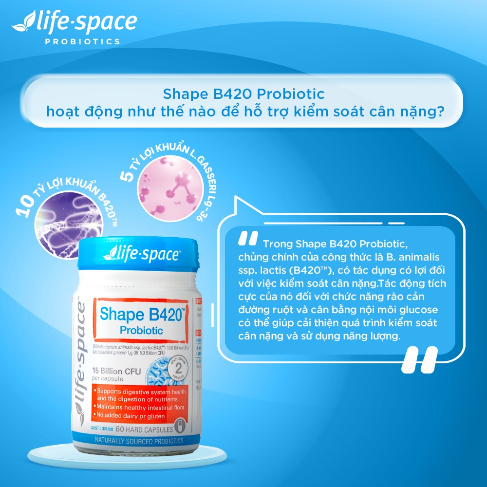Tiêu hóa thêm khỏe, vóc dáng cân bằng cùng Shape B420 Probiotic - Vitamin360.vn